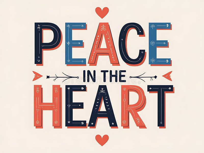 Peace in the Heart Artistic Typography Design Stock Illustration ...