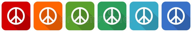 Peace Icon Set, Flat Design Vector Illustration in 6 Colors Options for ...