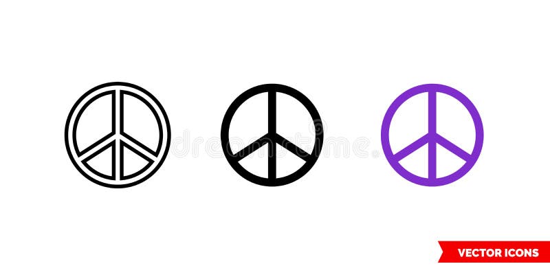 Peace Icon of 3 Types Color, Black and White, Outline. Isolated Vector ...