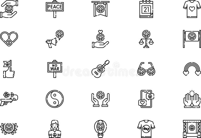 Peace Icons Collection is a Vector Illustration with Editable Stroke ...