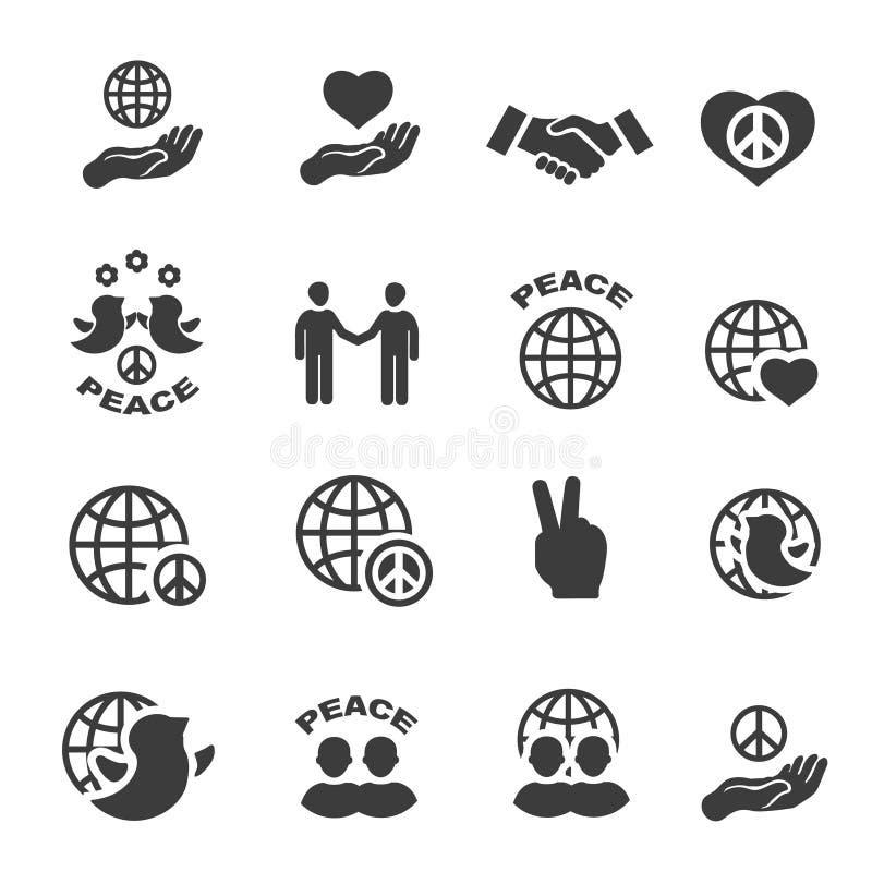 Peace Icons Set Vector Symbols Stock Vector - Illustration of nature ...