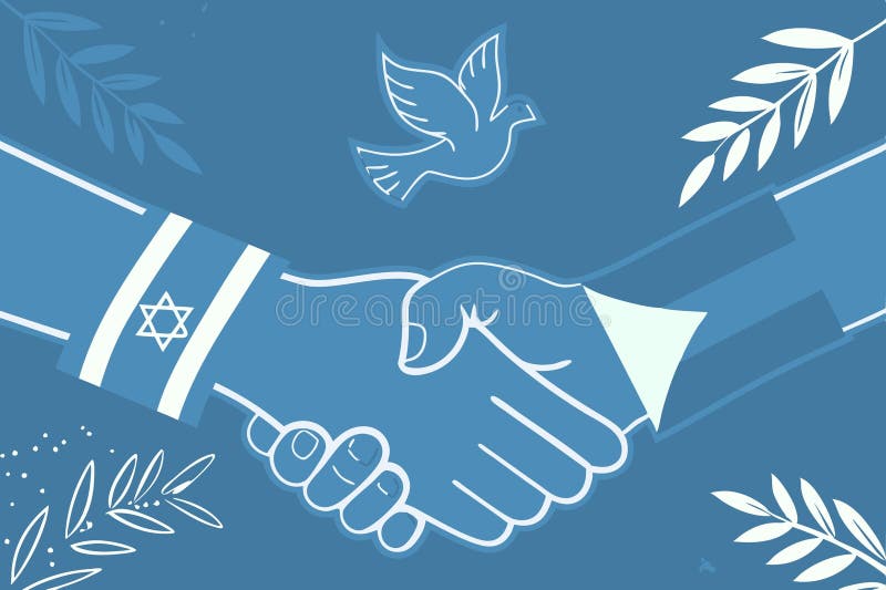Peace between Israel and Palestine Concept. Shaking Hands with Flags ...