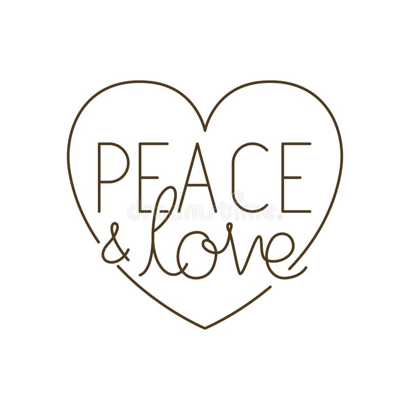 Peace and Love with Heart Isolated Icon Stock Vector - Illustration of ...