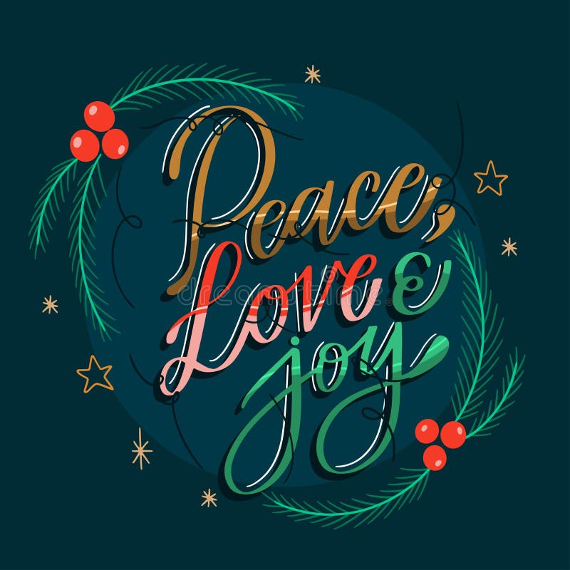 Peace Love Joy Lettering Vector Design Stock Vector - Illustration of ...