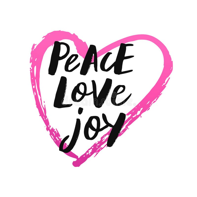 Joy Peace Love Hand Lettering Phrase Stock Illustration Illustration