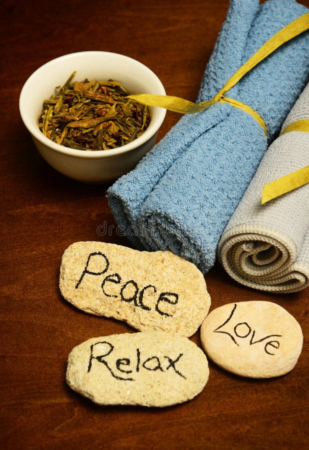 Peace, Love and Relax Words and Spa Products Stock Image - Image of ...
