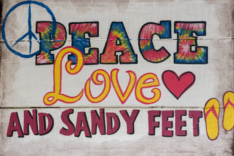 "Peace, Love, and Sandy Feet" Sign Stock Illustration - Illustration of ...
