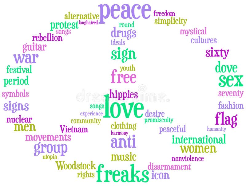 Peace and Love Sign Tag Cloud Stock Illustration - Illustration of ...