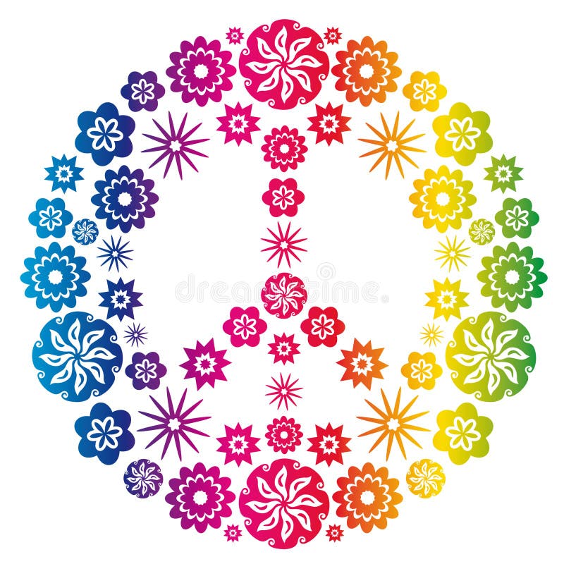 Peace and Love Symbol Made of Flowers - Multicolor Stock Vector ...