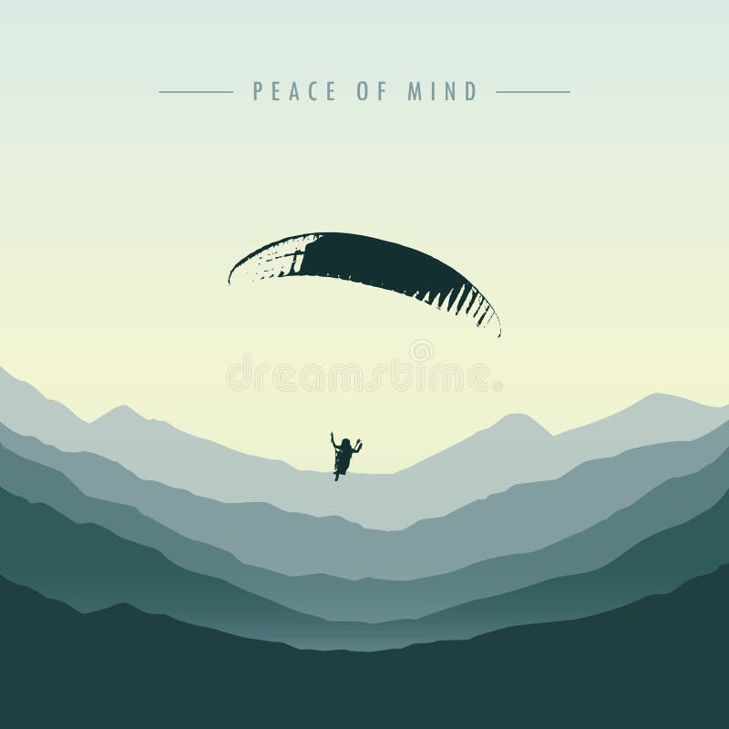Peace of Mind Meditation Concept Silhouette with Mountain Background ...