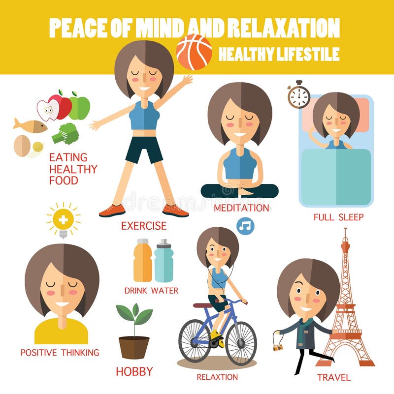 Peace Mine and Relaxation.healthy Lifestyle Stock Vector - Illustration ...