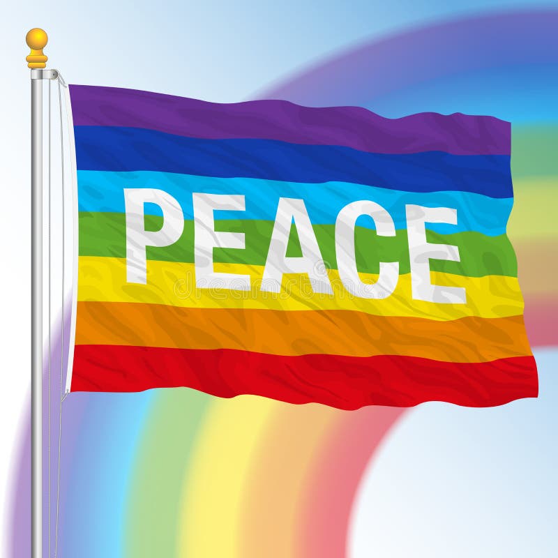 Peace Movement Flag, International Symbol with Rainbow on the ...