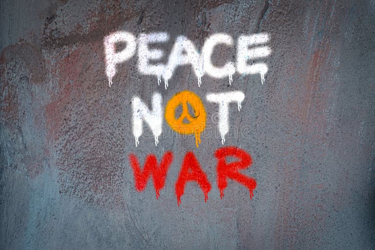 Peace Not War Spray Paint on the Wall Stock Image - Image of retro ...