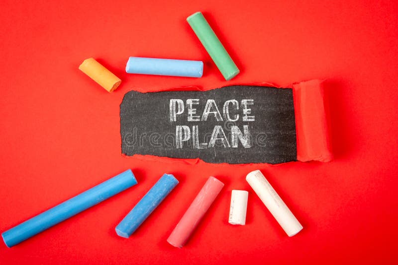 Peace Plan. Text Under Torn Red Paper on a Blackboard Stock Photo ...