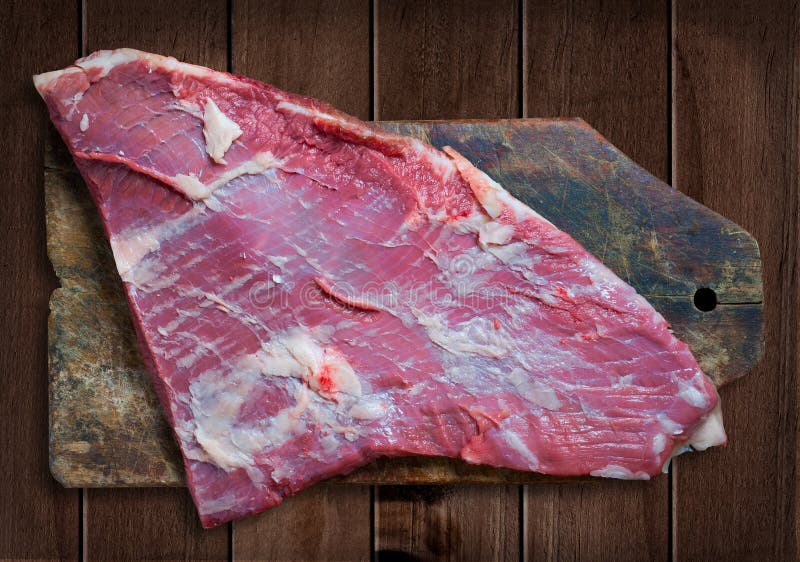 Peace of Raw Meat on Wooden Table. Stock Photo - Image of cook ...