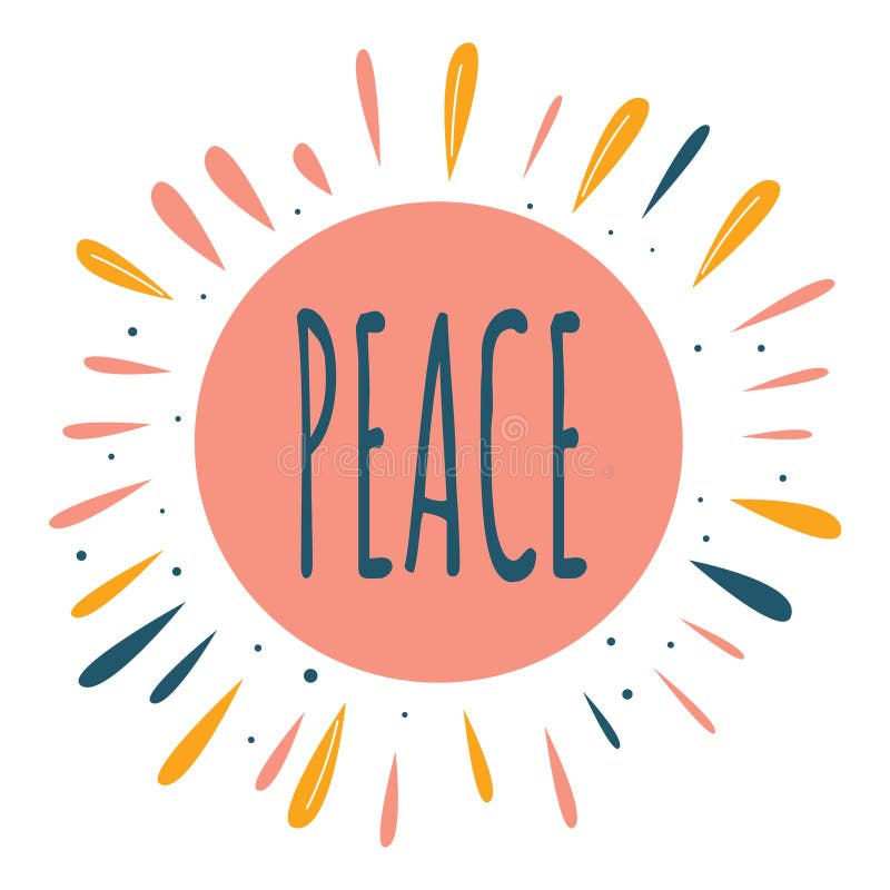 Peace in Romantic Flower Leaves Circle Frame Background Stock ...