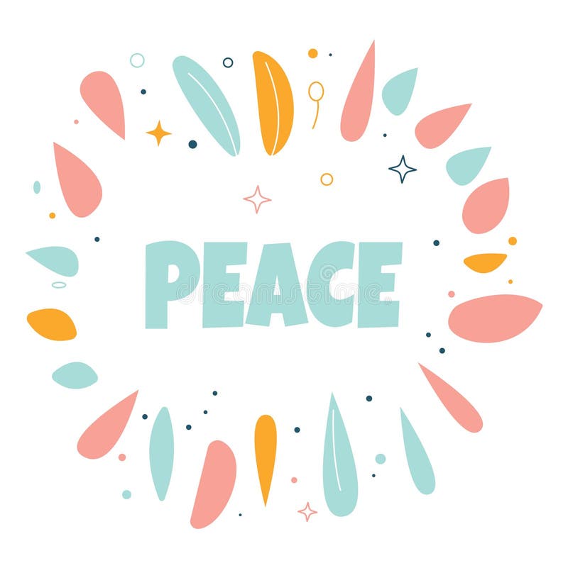 Peace in Romantic Flower Leaves Circle Frame Background Stock ...