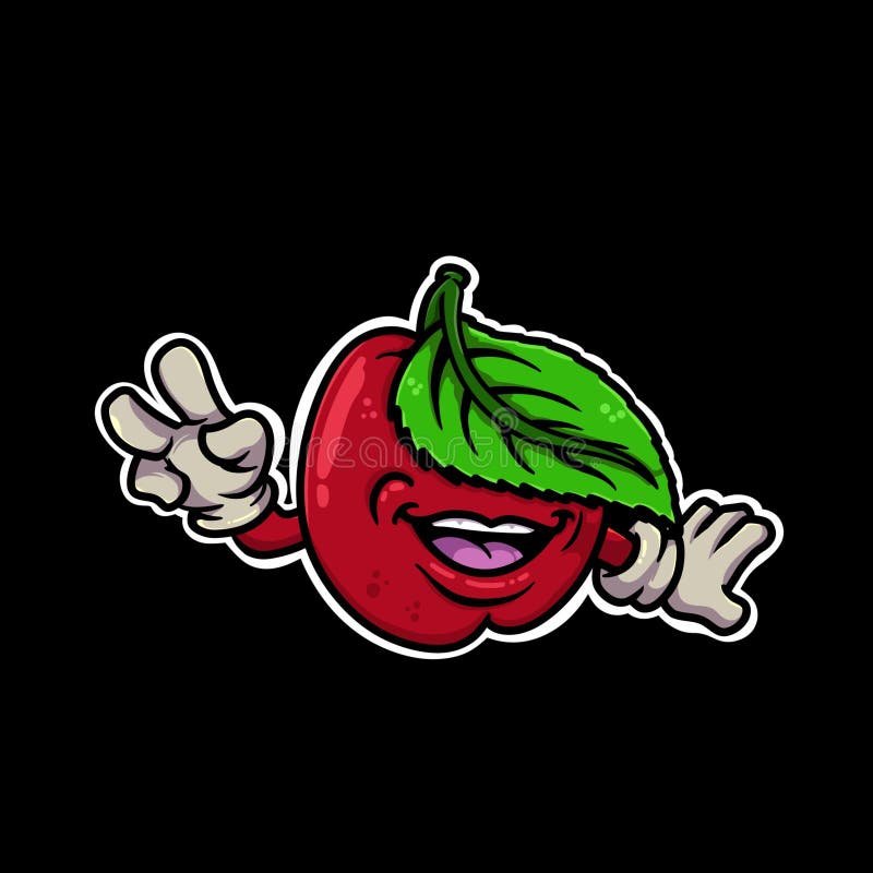 Peace Sign Apple Character Fruit Stock Illustration - Illustration of ...