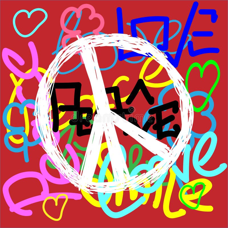 Peace Symbol and Handwritten Text Stop War Drawn by Rough Brush. Anti ...