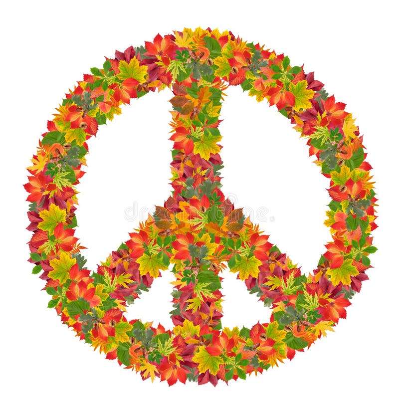Peace Sign from Colorful Leaves Stock Photo - Image of leaf, figure ...