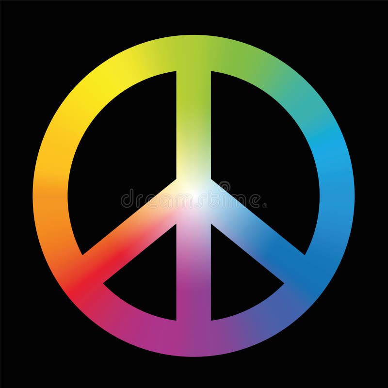 Peace Sign Colorful Rainbow Black Stock Vector - Illustration of bright ...
