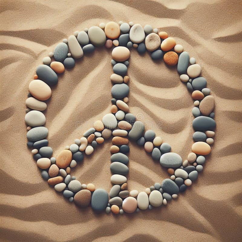 Peace Sign Composed of Smooth Pebbles Stock Illustration - Illustration ...