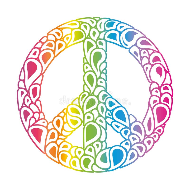 Peace Sign Consists of Rainbow Bubbles Drops. Stock Illustration ...