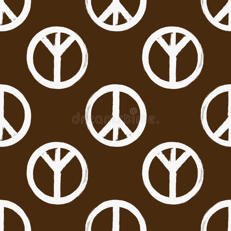 Peace Sign Drawn with a Brush. Seamless Pattern. Grunge Ornament Stock ...