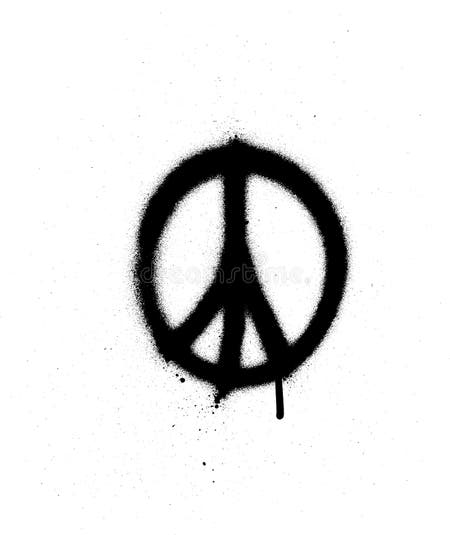 Peace Sign Graffiti Spray in Black Over White Stock Vector ...
