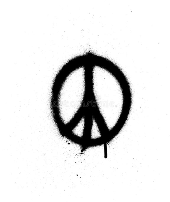 Peace Sign Graffiti Spray in Black Over White Stock Vector ...