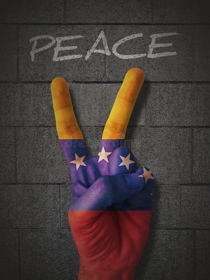 Peace Sign Hand with Venezuela Flag Stock Image - Image of patriotism ...