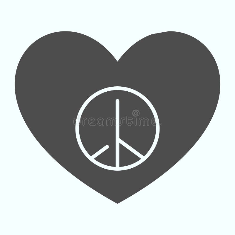 Peace Sign in Heart Shape Solid Icon. Pacific Heart Vector Illustration ...