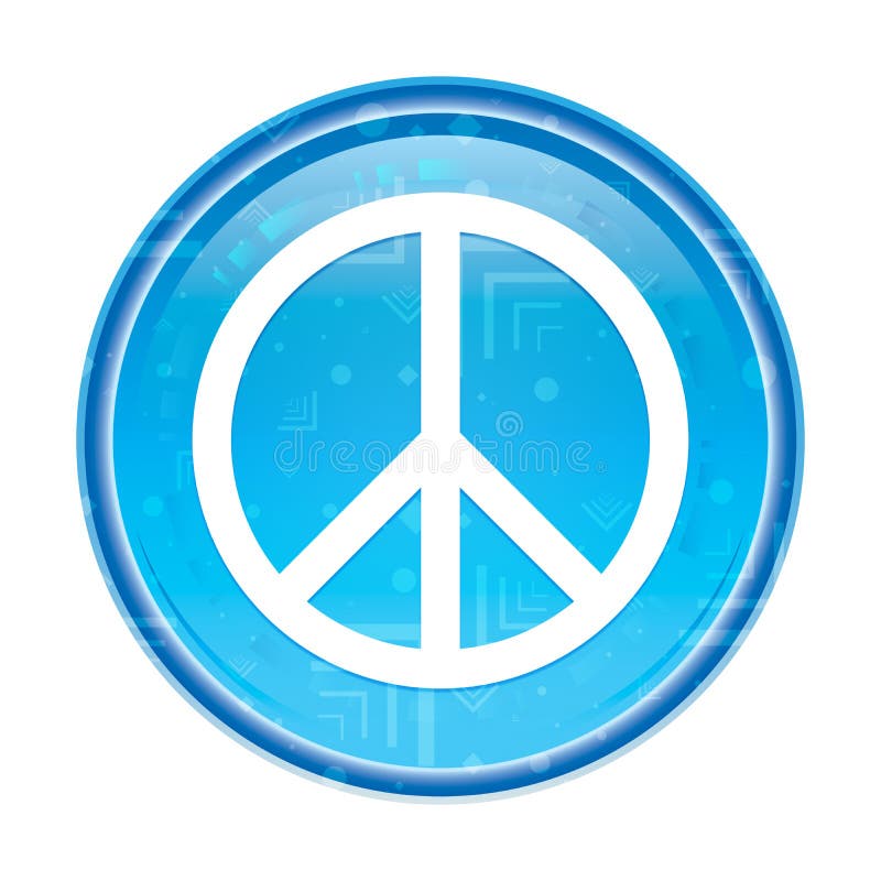 Peace Sign Icon Floral Blue Round Button Stock Illustration ...