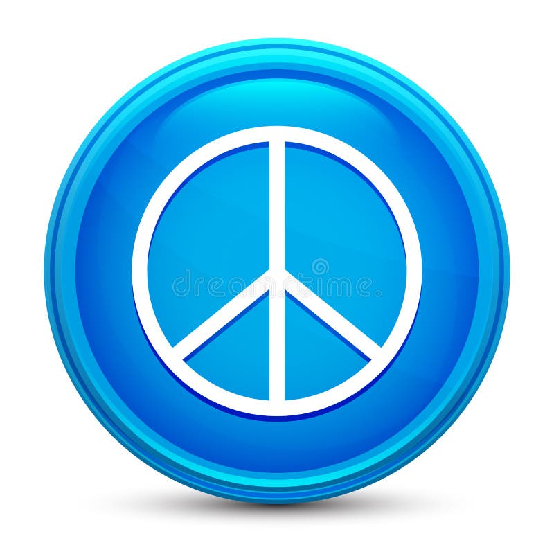 Peace Sign Icon Glass Shiny Blue Round Button Isolated Design Vector ...