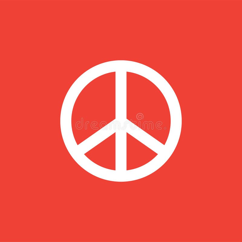 Peace Sign Red Icon on White Background. Red Flat Style Vector ...