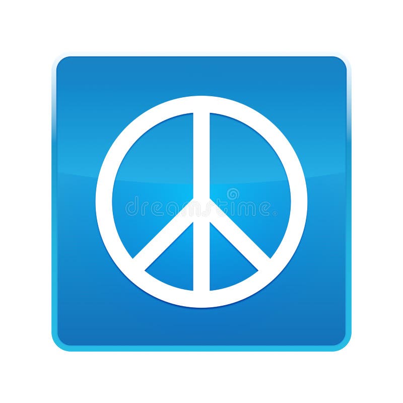 Peace Sign Icon Shiny Blue Square Button Stock Illustration ...