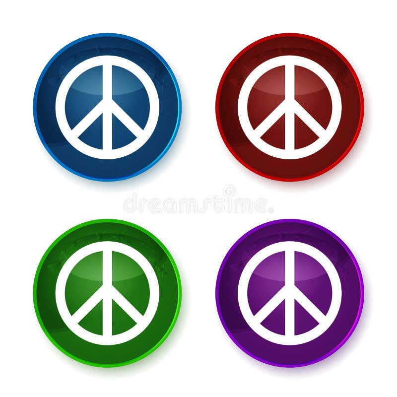Peace Sign Icon Shiny Round Buttons Set Illustration Stock Vector ...