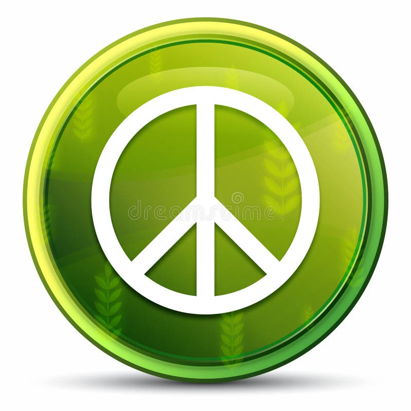 Peace Sign Icon Spring Bright Natural Green Round Button Illustration ...