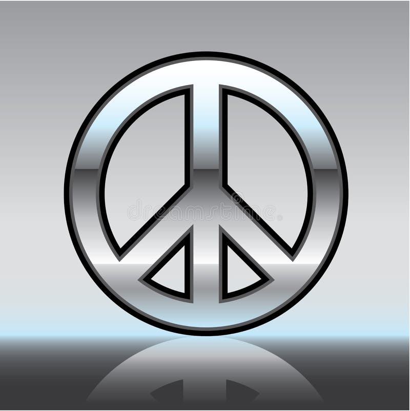 Chrome Peace Sign stock vector. Illustration of metal - 14783354