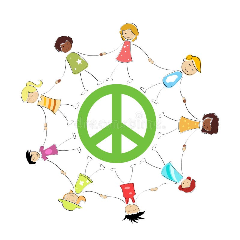 Peace sign with kids stock vector. Illustration of message - 17558056