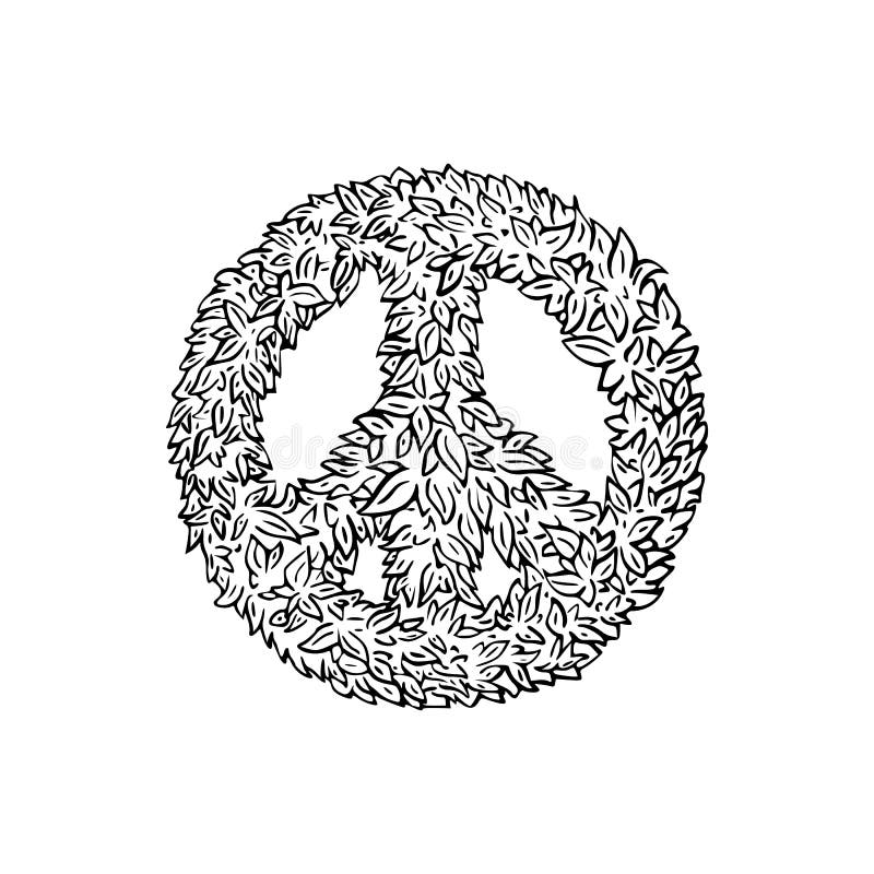 Peace sign leaf icon stock vector. Illustration of harmony - 114825250