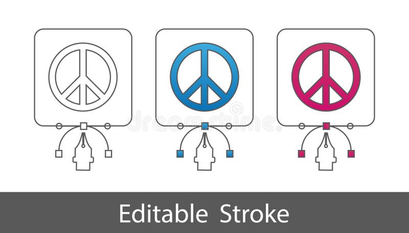 Peace Sign - Outline Styled Icon - Editable Stroke - Vector ...