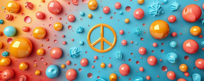 A Peace Sign Painted on a Wall with Floating Bubbles Stock Image ...