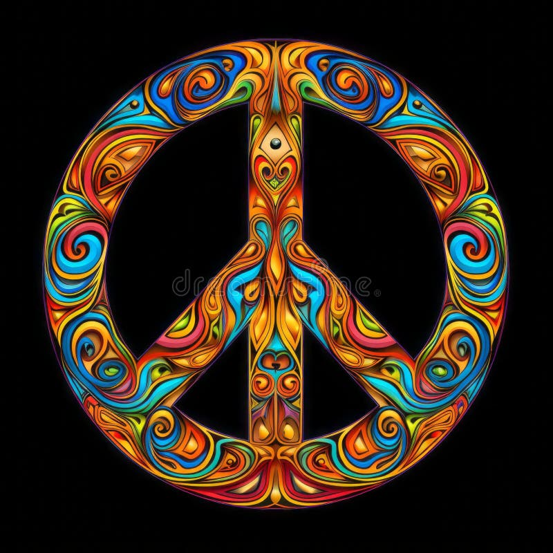 Peace Sign Pattern Isolated on Black Background. Image is Generated ...