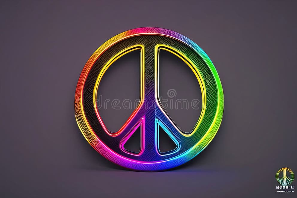 Peace Sign with Rainbow Flag. 3 D Rendering Stock Illustration ...