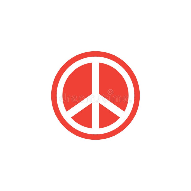 Peace Sign Red Icon on White Background. Red Flat Style Vector ...