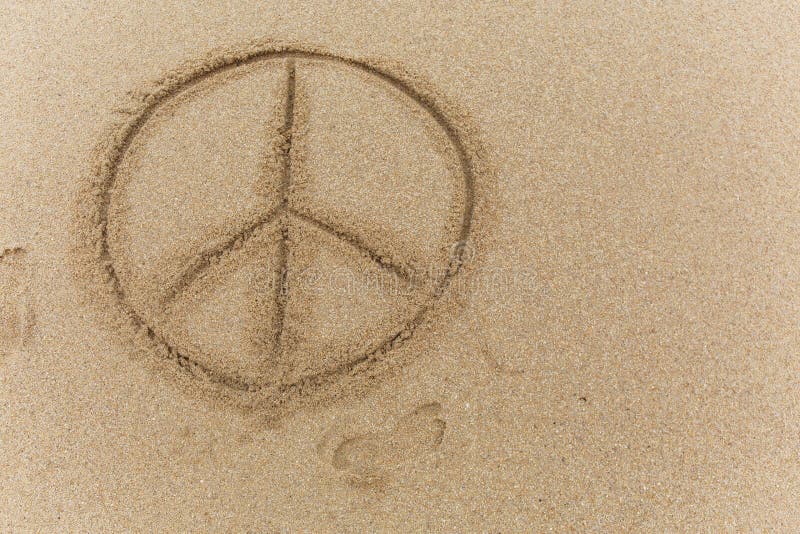 Peace sign on the sand stock photo. Image of island - 115532780
