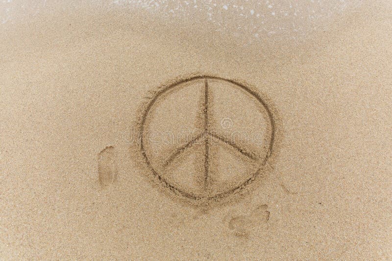 Peace sign on the sand stock image. Image of landscape - 115532887