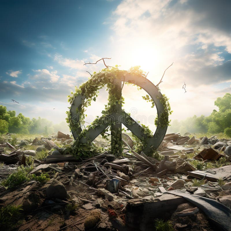 A Peace Sign Stands in Nature Generated by Artificial Intelligence ...