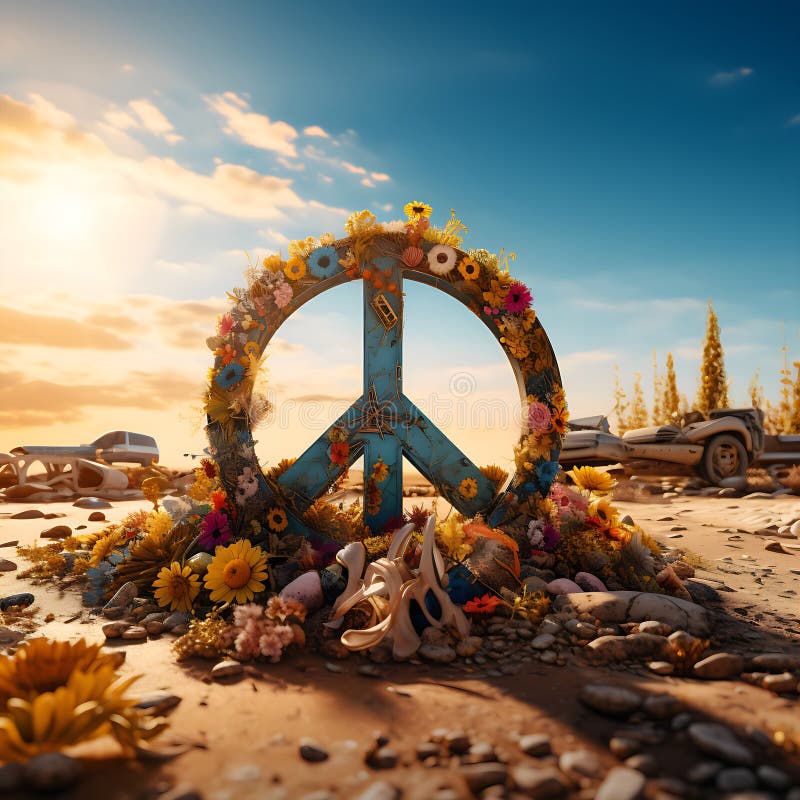 A Peace Sign Stands in Nature Generated by Artificial Intelligence ...